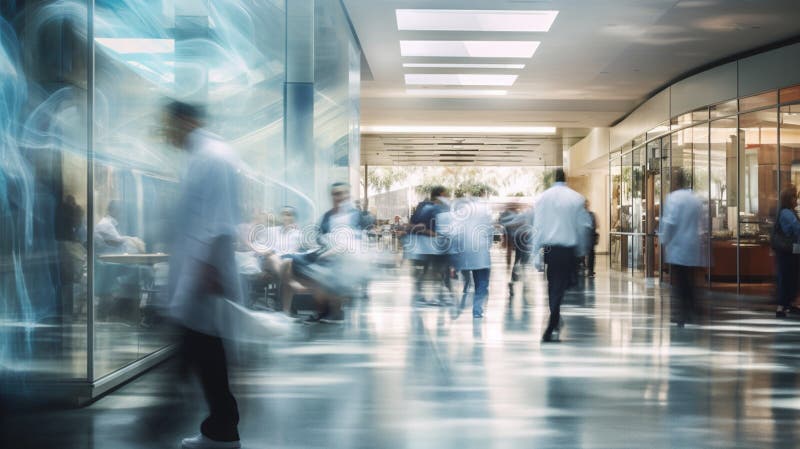 Busy Staff in a Lobby Area of a Modern Hospital Stock Image - Image of ...