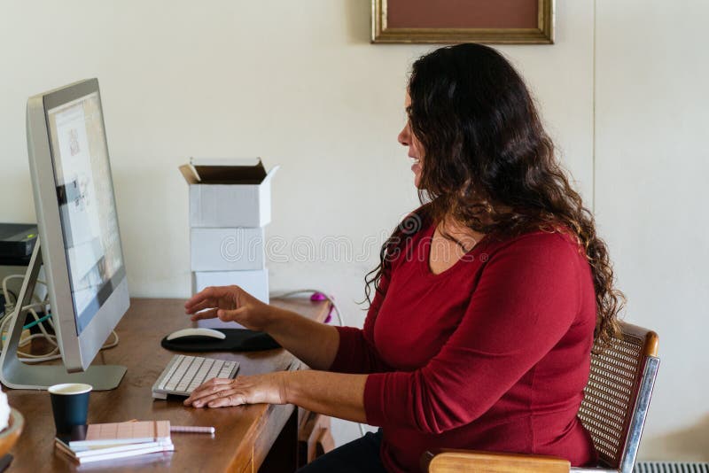 Busy Stay at Home Mum Using Computer Stock Image - Image of stay ...