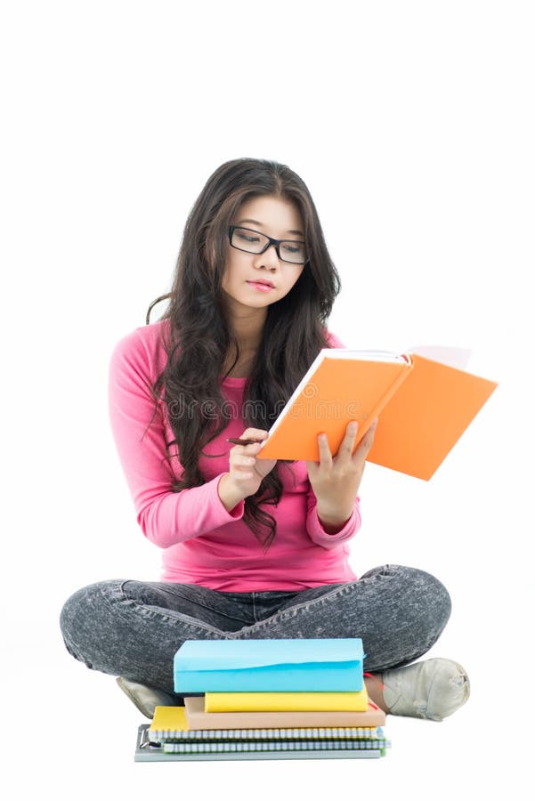 Busy student girl stock photo. Image of lovely, learning - 27007522