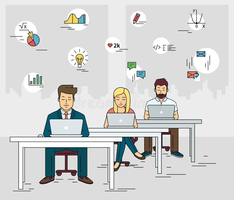 Busy Students Learning in a University Class Stock Vector ...