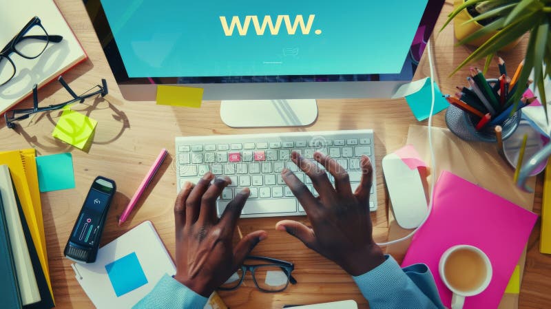 A Busy Tech Workspace Setup. AI Generated Stock Image - Image of design ...