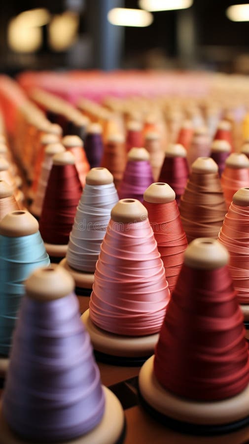 Busy Textile Mill Features a Large Array of Bobbin Thread Cones Stock ...