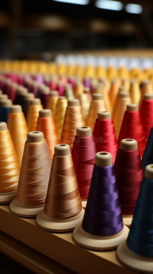 Busy Textile Mill Features a Large Array of Bobbin Thread Cones Stock ...