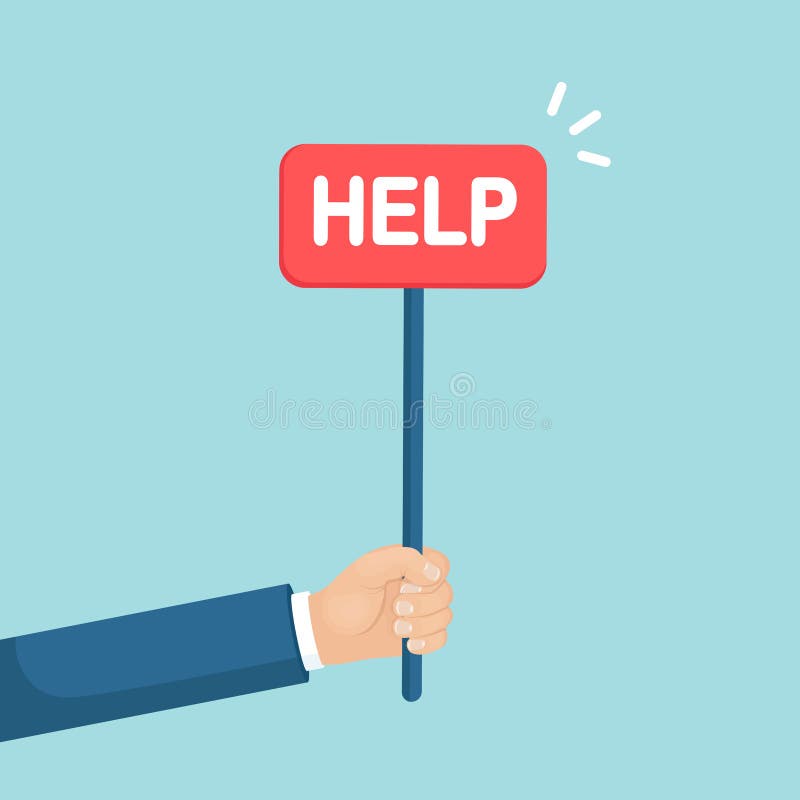 Busy, Tired Businessman Hold Red Placard. Request of Help. Human Hand ...