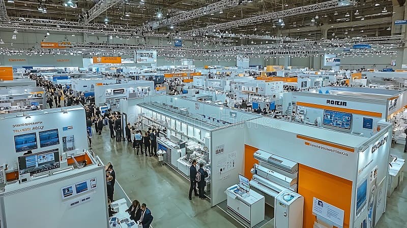 Busy Trade Show Expo Hall stock image. Image of international - 366016853