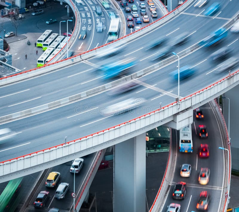 Busy Traffic Closeup on Curve Bridge Stock Image - Image of graceful ...