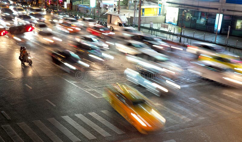 Busy Traffic Intersection in Bangkok, Thailand Stock Photo - Image of ...