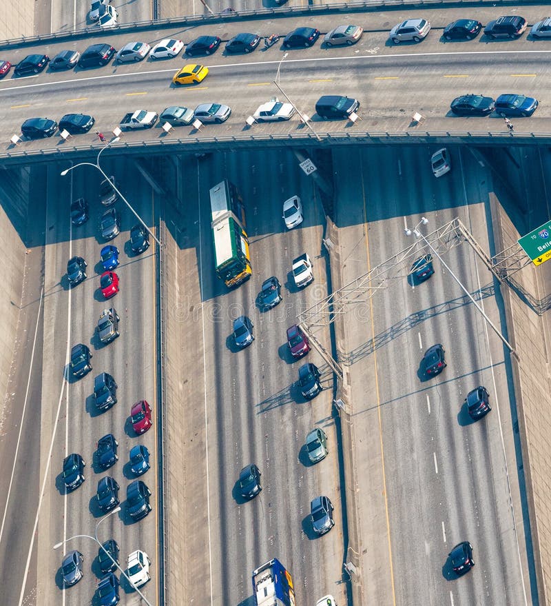 Busy Traffic on the Interstate, Aerial View Stock Photo - Image of rush ...