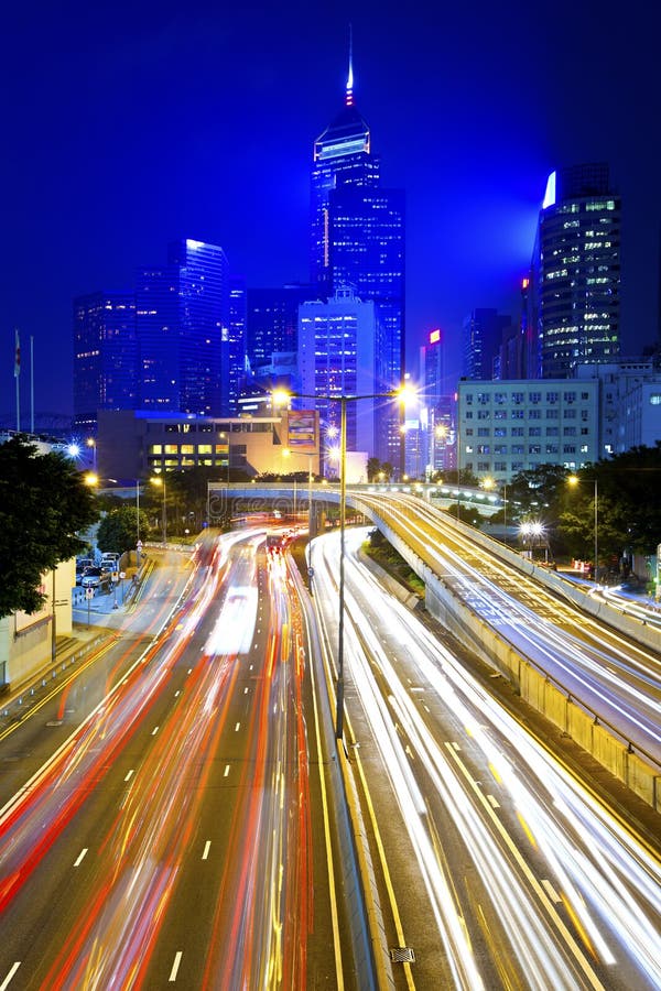 Busy Traffic at Night in Hong Kong Stock Photo - Image of city ...