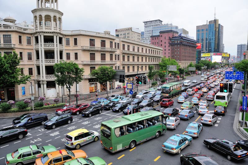 Busy traffic in Shanghai editorial photography. Image of scene - 27042212