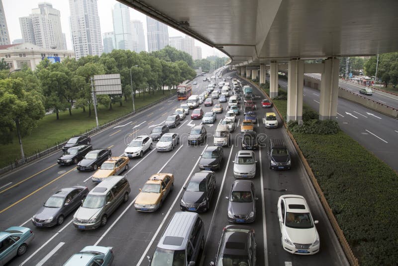 Busy traffic in Shanghai editorial photography. Image of outside - 45236292