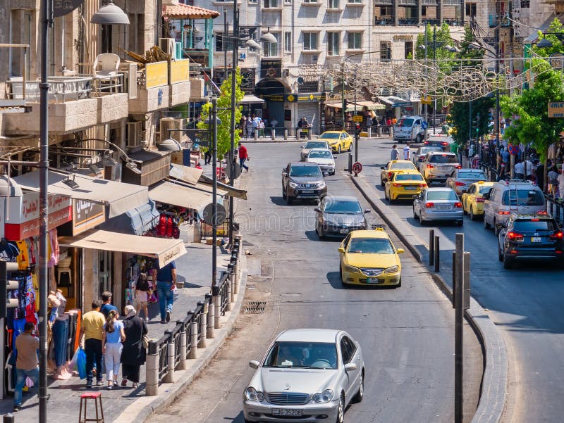Busy Traffic on the Streets in the Center of Amman, Jordan Editorial ...