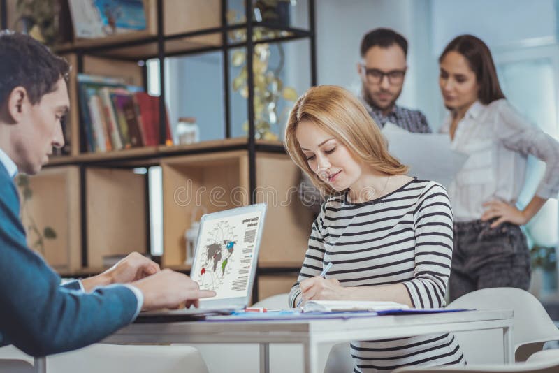 Busy Two Colleagues Immersing in Work Stock Image - Image of ...