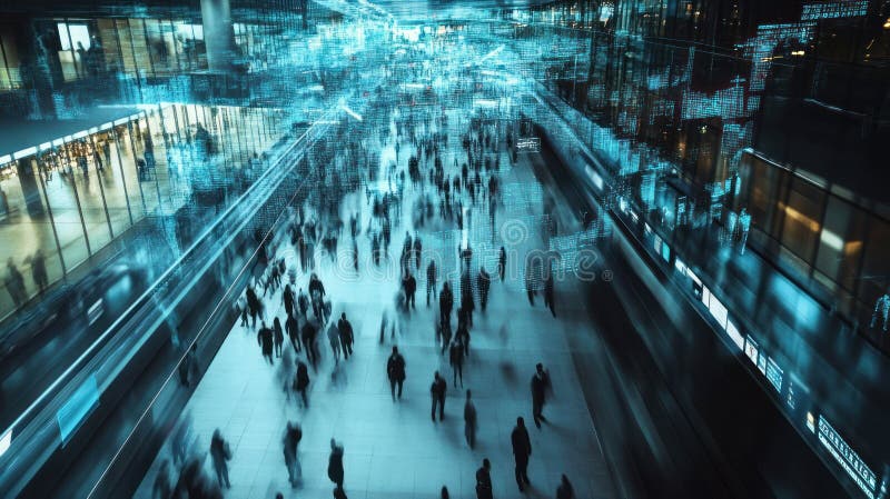 Busy Urban Scene with Blurred Movement of People Stock Illustration ...