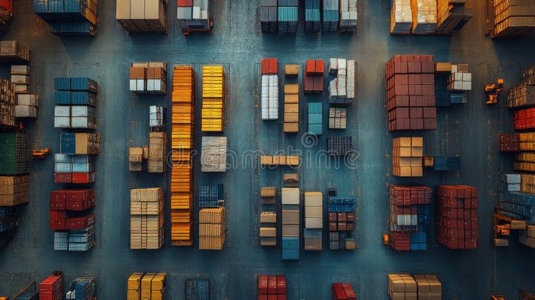 Busy Warehouse Activity with Stacks of Pallets and Workers Organizing ...