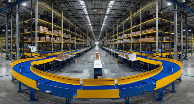 Busy Warehouse with Multiple Shelves Stock Image - Image of boxes ...
