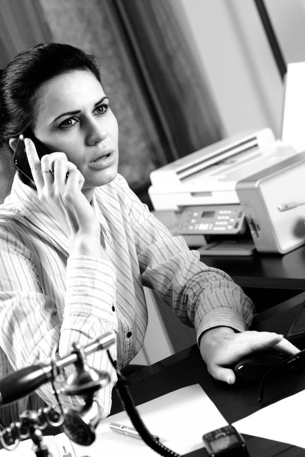 Busy woman stock image. Image of conversation, black - 12913309