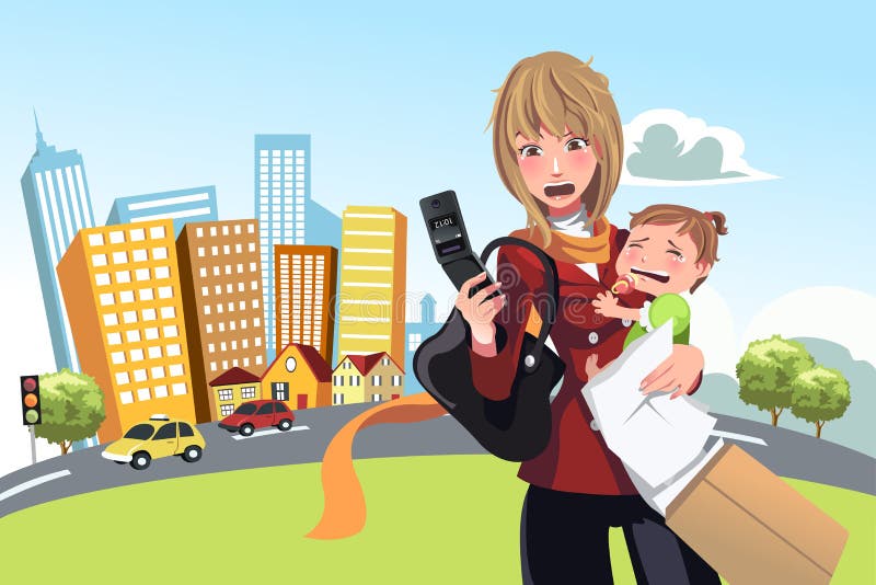 Busy city in the morning stock vector. Illustration of cartoon - 46141080