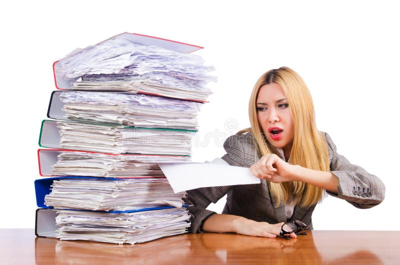 Busy woman stock photo. Image of paper, deadline, isolated - 28135480