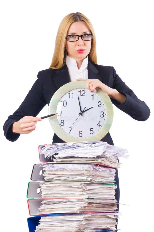 Stressed Woman I Office with Time Pressure Stock Image - Image of order ...