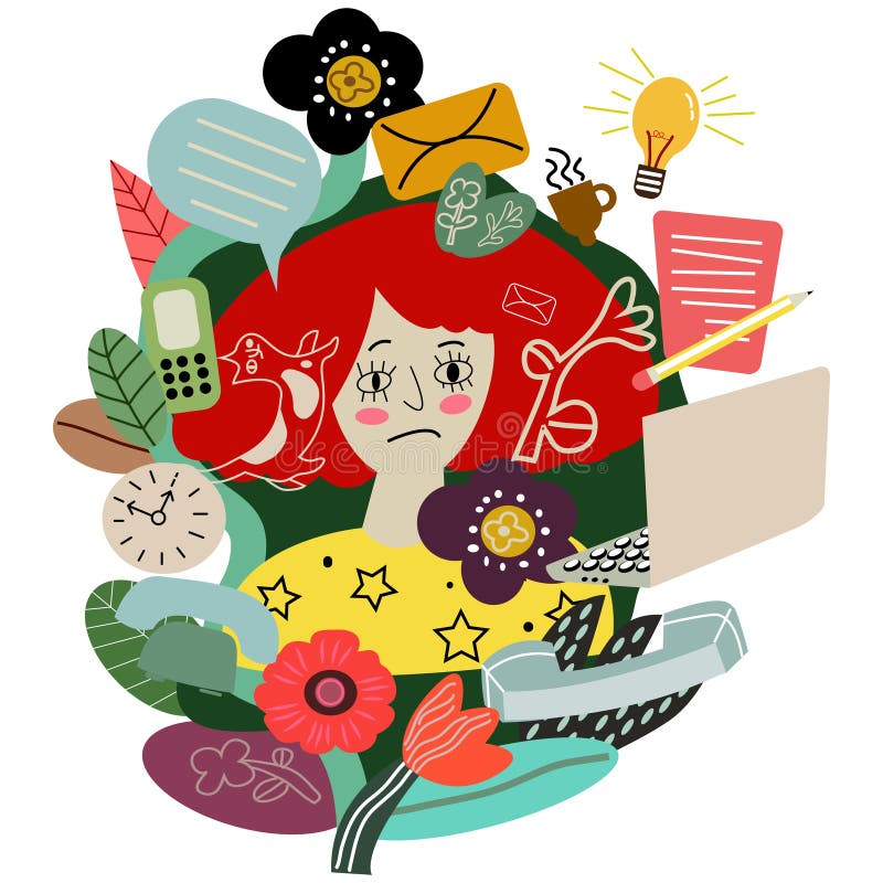 Busy Cartoon Woman Work Stock Illustrations – 7,928 Busy Cartoon Woman ...