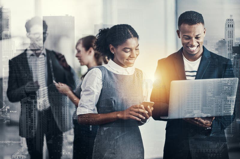 Always Busy with Work. a Group of Young Cheerful Businesspeople ...