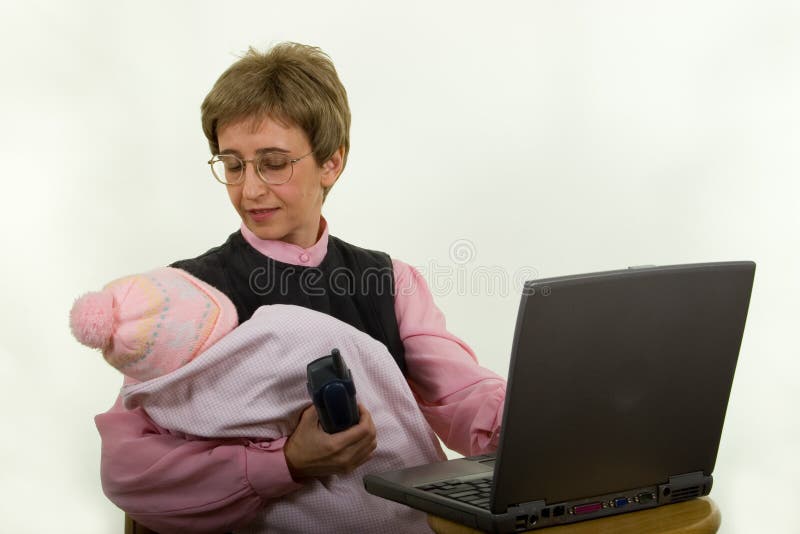 Busy Working Mother stock photo. Image of email, comfortable - 640228