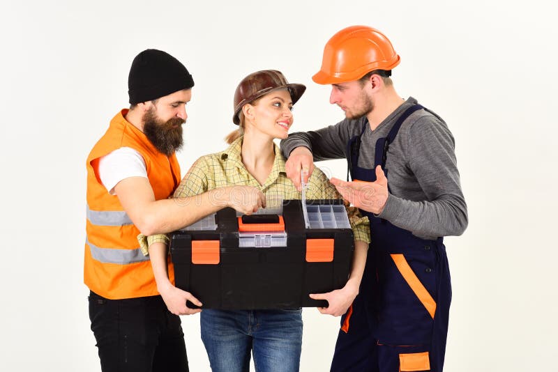 Busy Working. Professional Working Team. Construction Workers Team ...