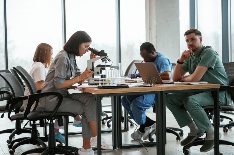 Busy Working Table Group Doctors Together Indoors Stock Photos - Free ...