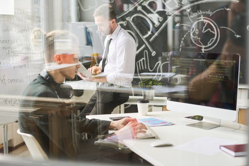 Busy Young Coder Working with Computer Stock Image - Image of computer ...