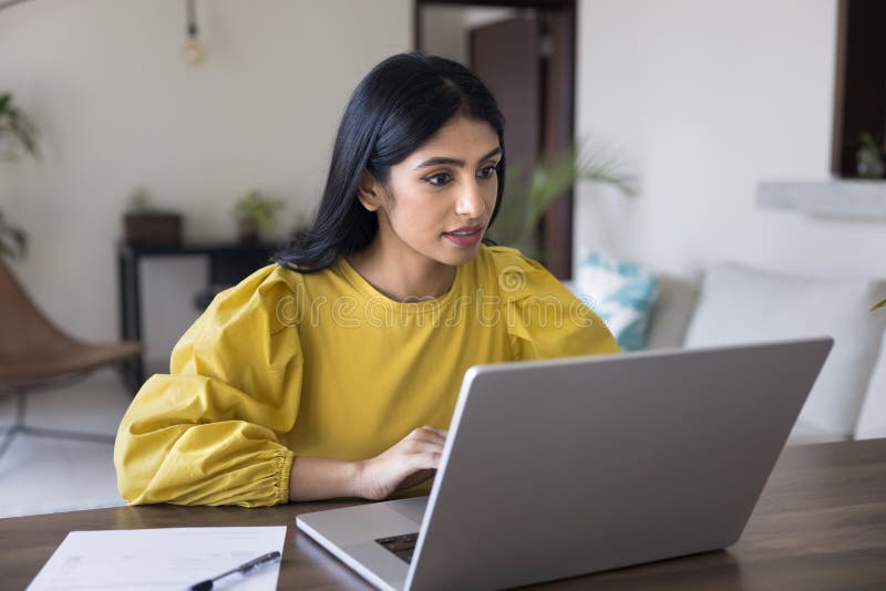 Busy Young Female Student Freelancer Engaged Working Notebook Stock ...