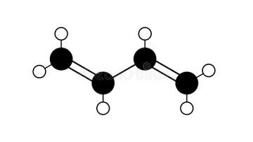 Butadiene Molecule, Structural Chemical Formula, Ball-and-stick Model ...