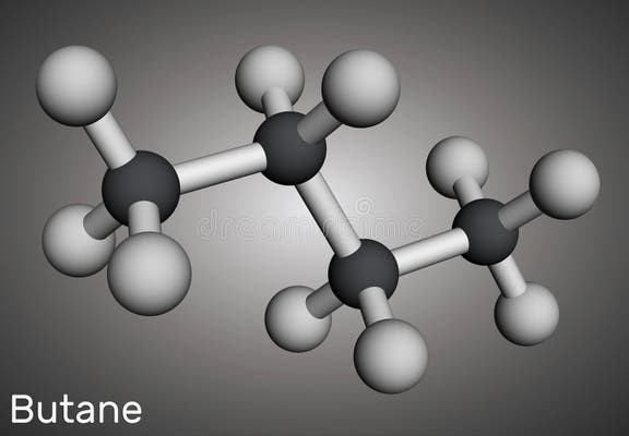 Butane C4H10 Alkane Molecule. Molecular Model Stock Illustration ...