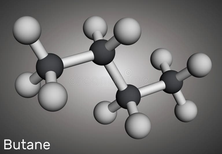 Butane C4H10 Alkane Molecule. Molecular Model Stock Illustration ...