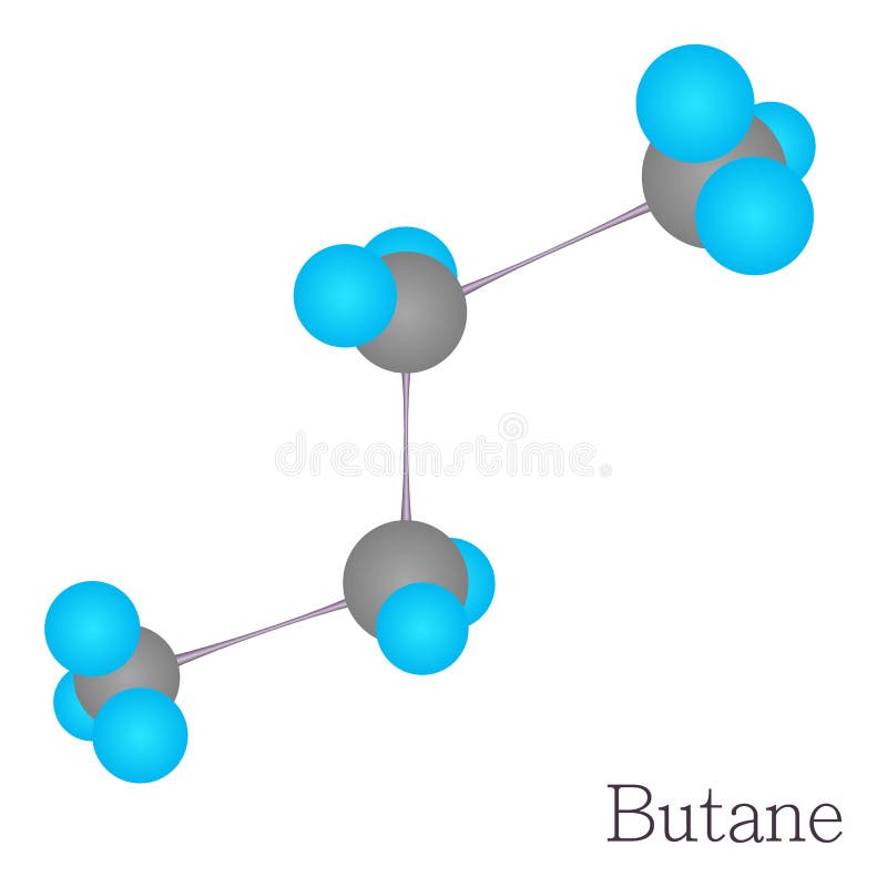 Butane 3D Molecule Chemical Science, Cartoon Style Stock Vector ...