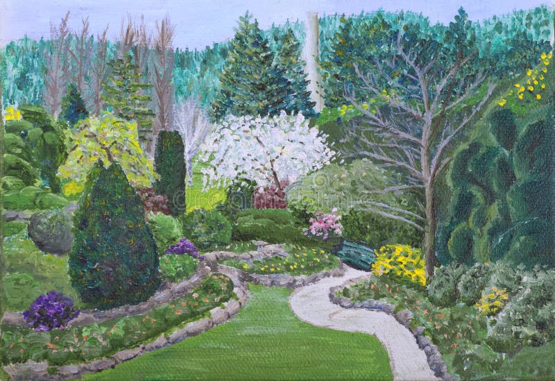 Butchart Gardens Painting stock photo. Image of canvas - 16119842