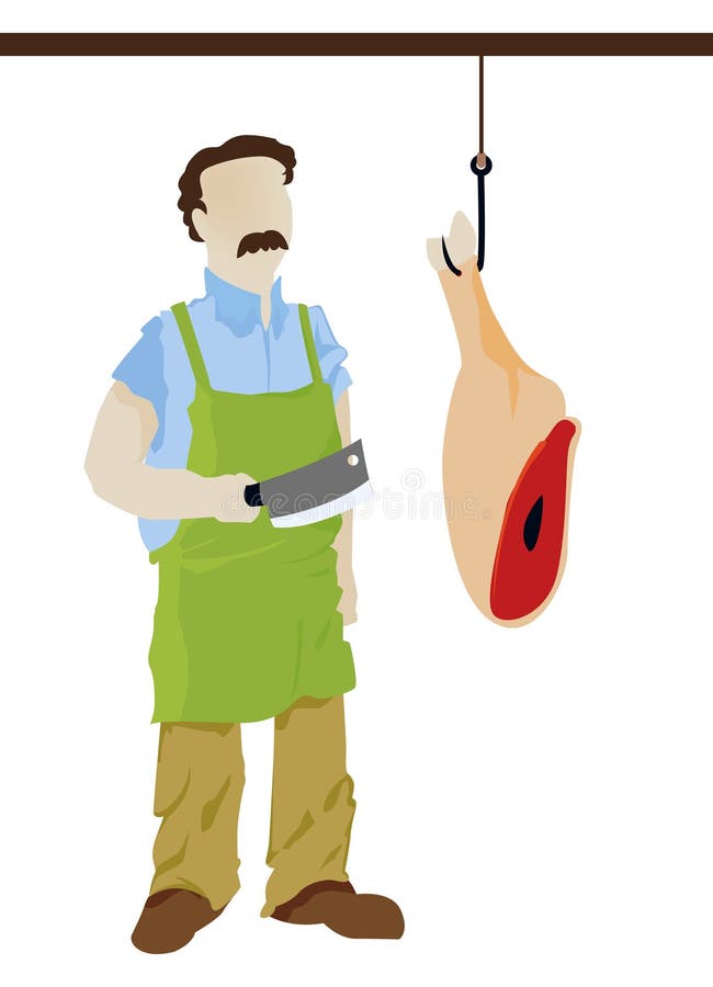 Butcher chopping meat stock vector. Illustration of chopping - 11992527