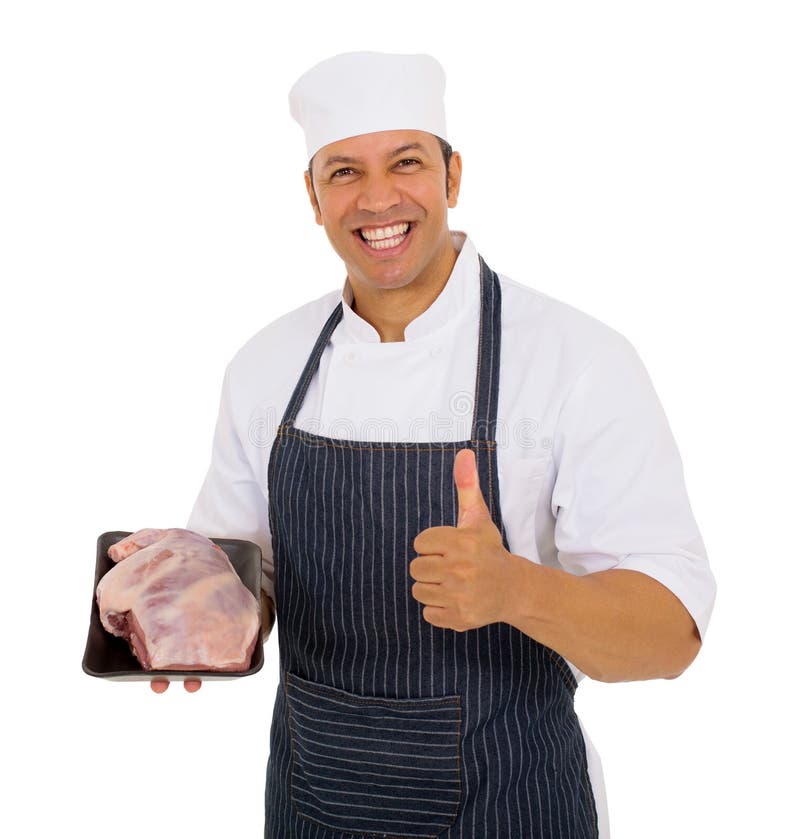 Butcher thumb up stock image. Image of happy, portrait - 66550123