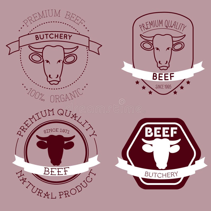 Butcher Cow Head Labels Stock Illustrations – 43 Butcher Cow Head ...