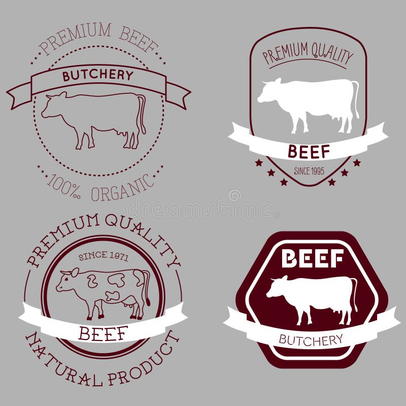 Butcher cow labels stock vector. Illustration of element - 53358577