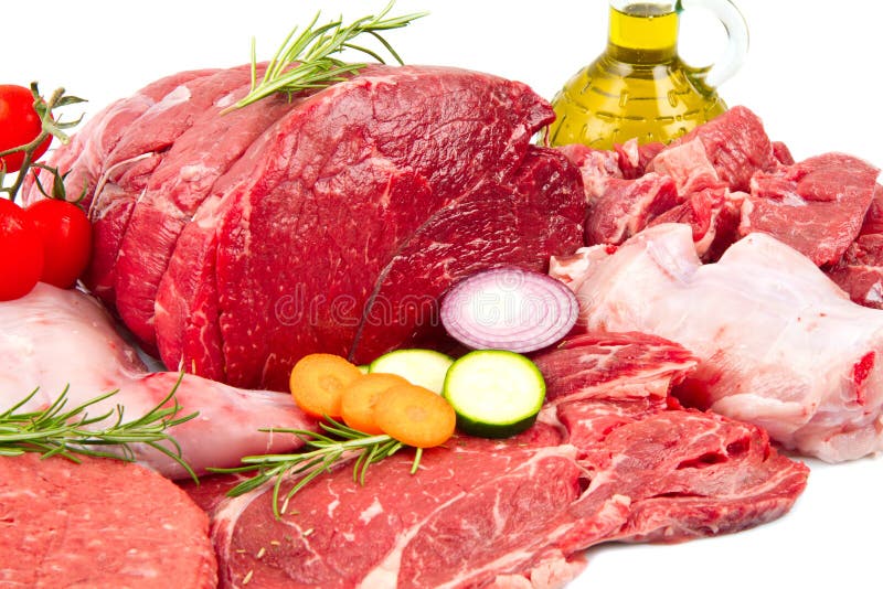 Butcher Cut Meat Assortment Garnished Stock Photo - Image of assortment ...