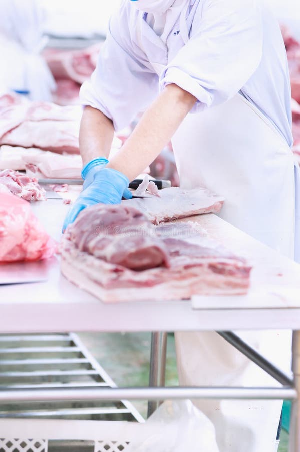 Butcher that Cuts Fresh Pork Stock Photo - Image of animal, food: 61846356