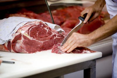 Butcher Cutting Meat stock image. Image of sharp, cutting - 28310803