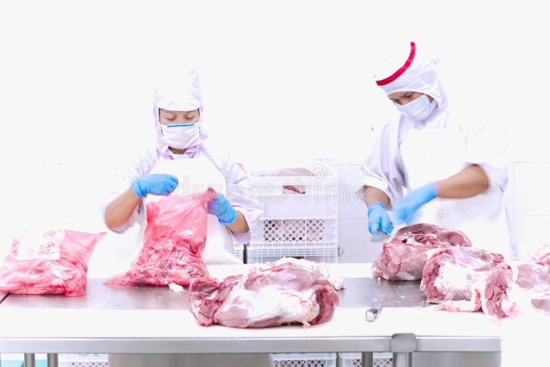 Butcher Cutting Meat on the Table Stock Image - Image of ingredient ...