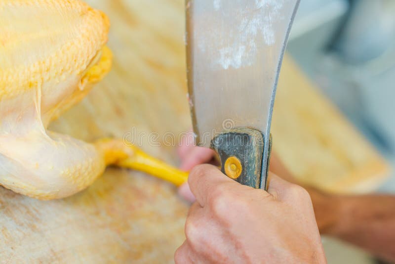Butcher cutting white meat stock photo. Image of cutting - 74871048