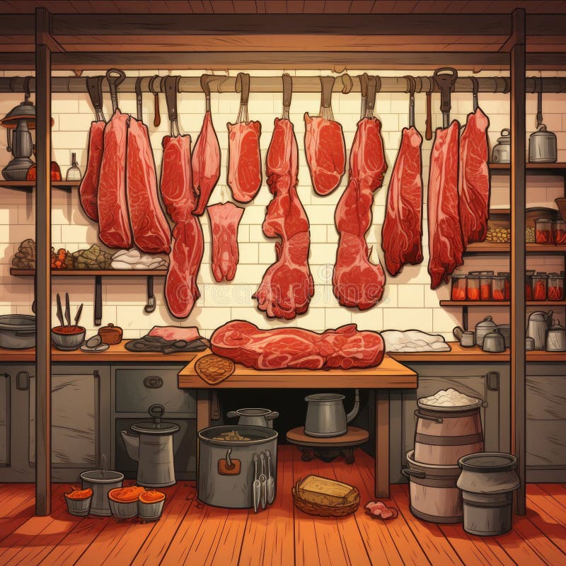 Butcher Equipment Illustration Background Stock Illustration ...