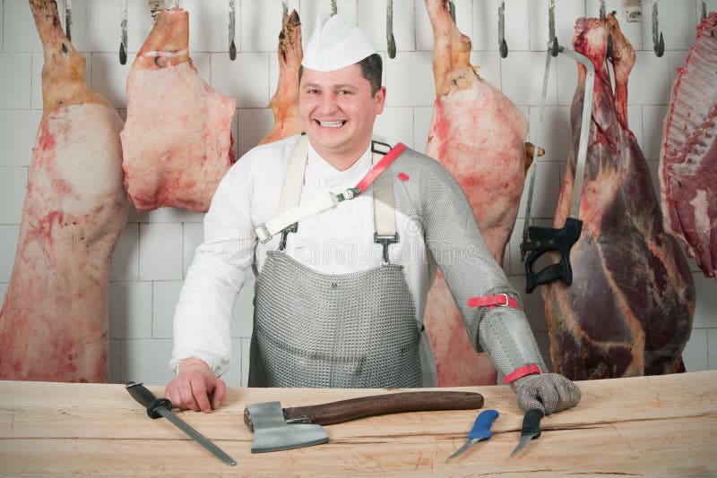 Funny butcher stock image. Image of worker, white, portrait - 13528559
