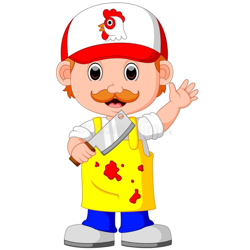 Butcher With Big Knife Stock Vector Illustration Of Hand 34702841