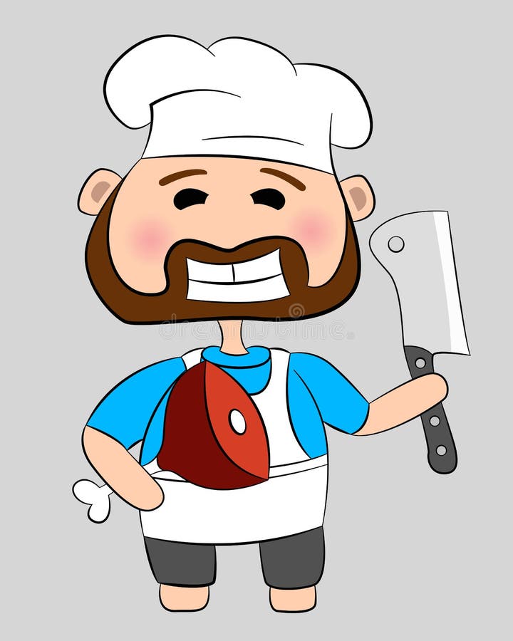 Butcher with Knife and Meat Stock Vector - Illustration of uniform ...
