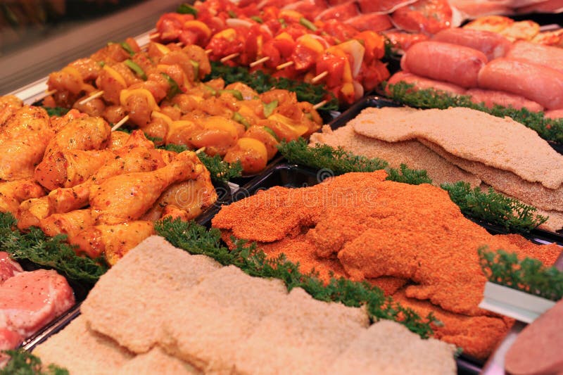 Pork Display in Butcher Shop Stock Image - Image of nutrition, fresh ...